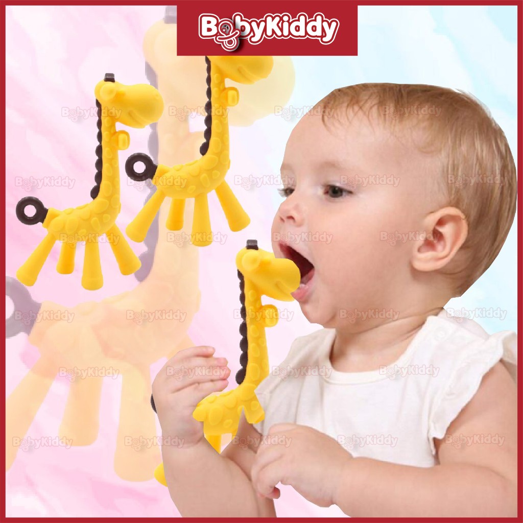 Baby Teether Yellow Giraffe Soft Silicone Teething Toy Infant Teeth ...