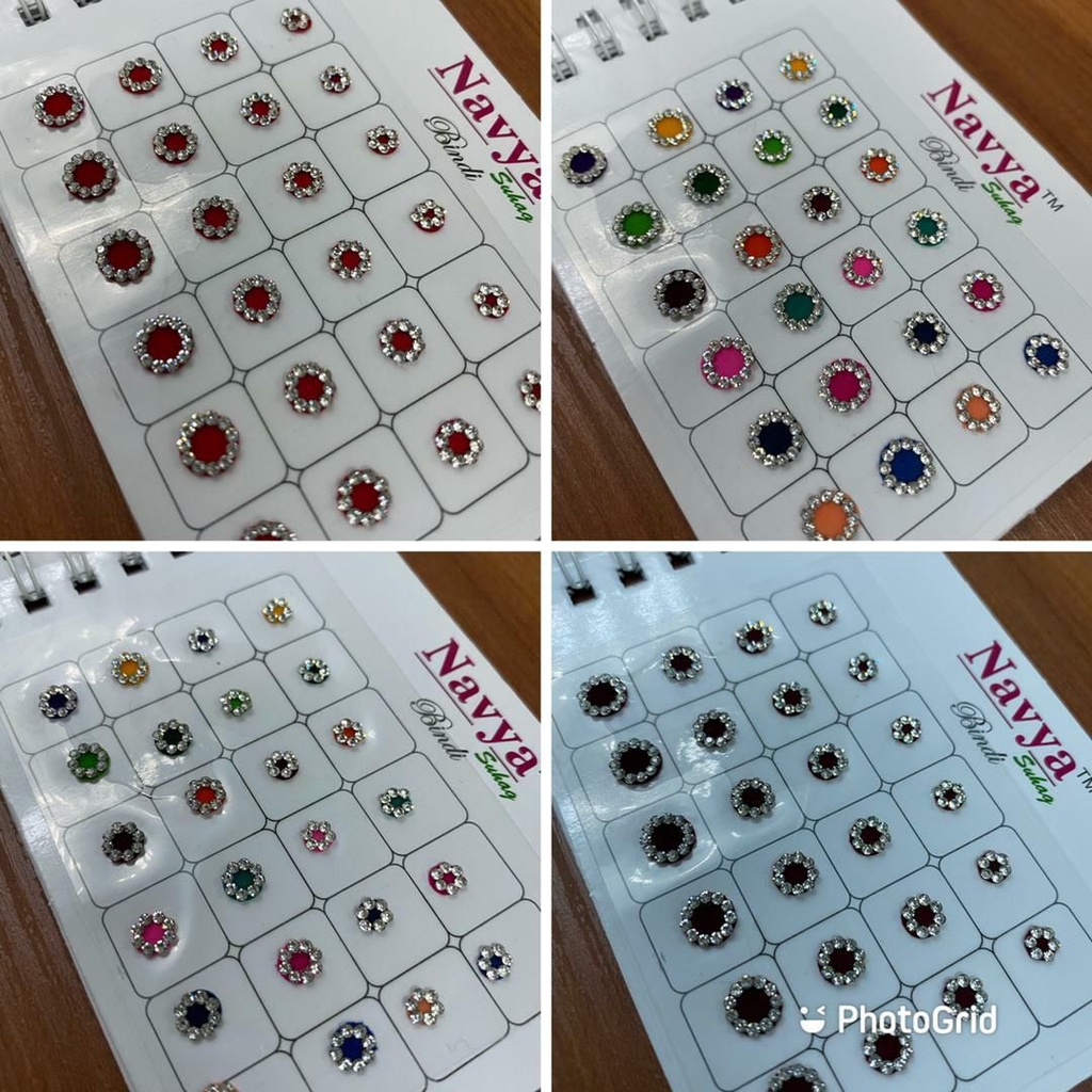 BD59A Bindi/ Pottu/ Sticker Pottu Booklet Navya Multi color white Stone ...