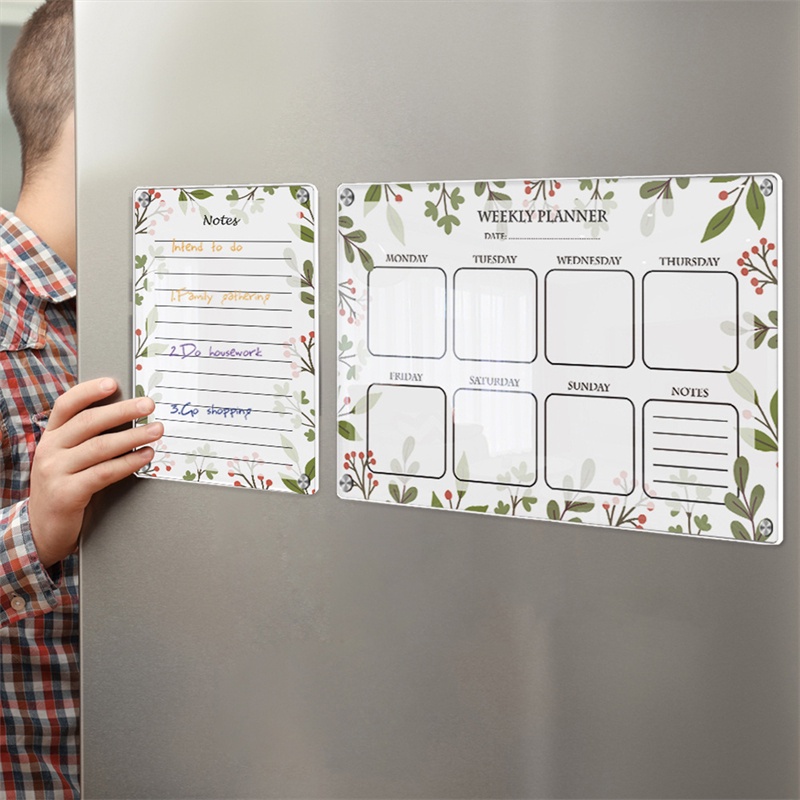 Transparent Acrylic Week Plan Board Erasable Magnetic Refrigerator ...