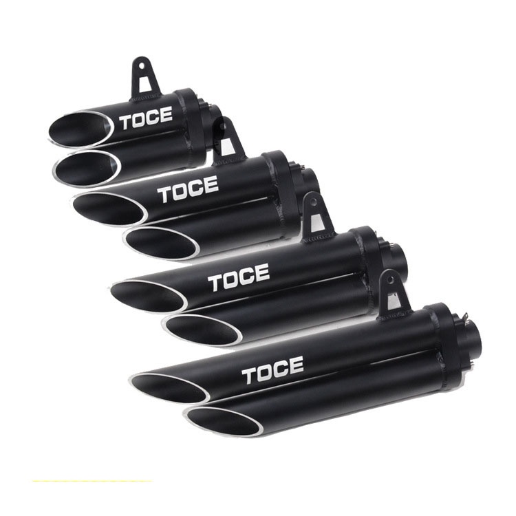 Universal Black Toce Motorcycle Exhaust Tail Pipe Double Outlet Exhaust ...