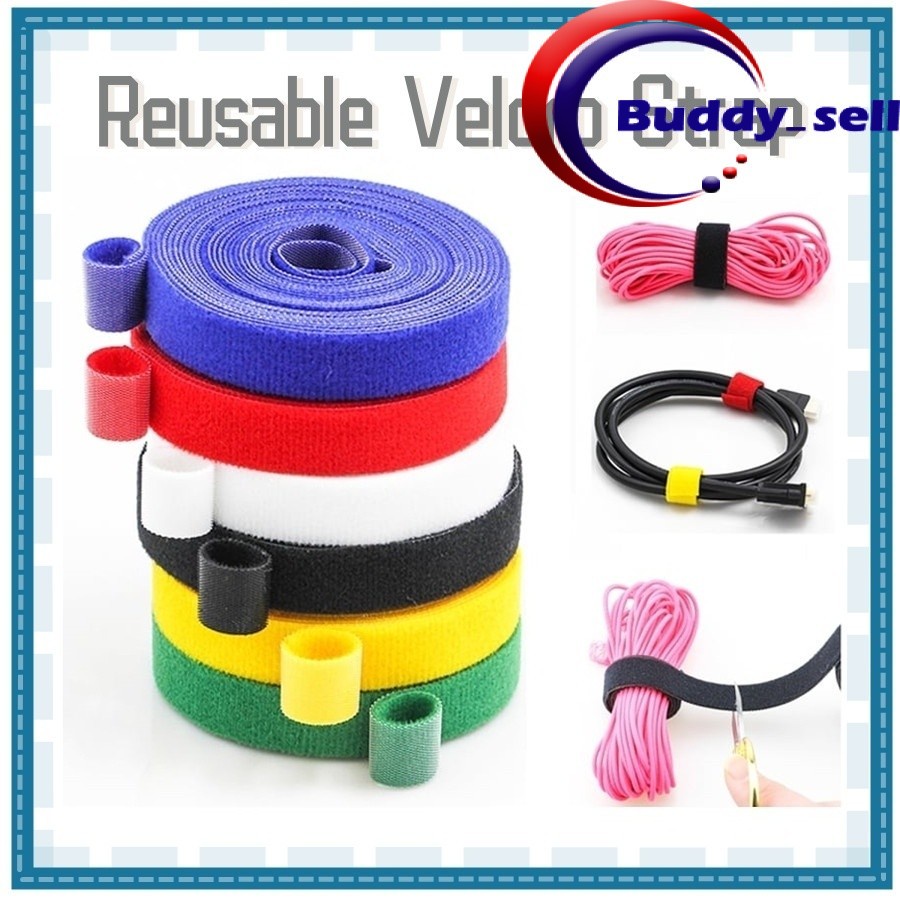 (1ROLL= 6M X 1cm) Velcro Strap Reusable Cable Tie Wire Organizer USB ...