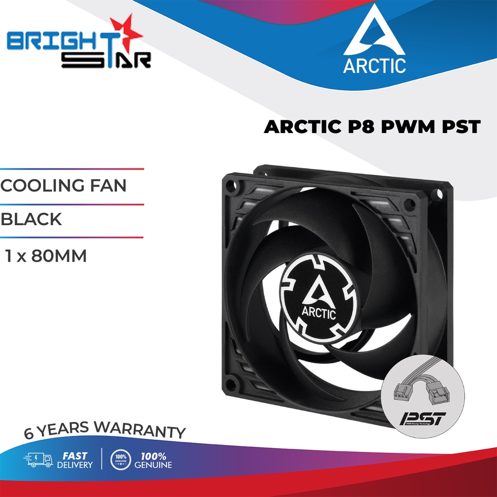COOLING FAN ARCTIC P8 PWM PST / BLACK / 1 x 80MM / 6Y WARRANTY ...