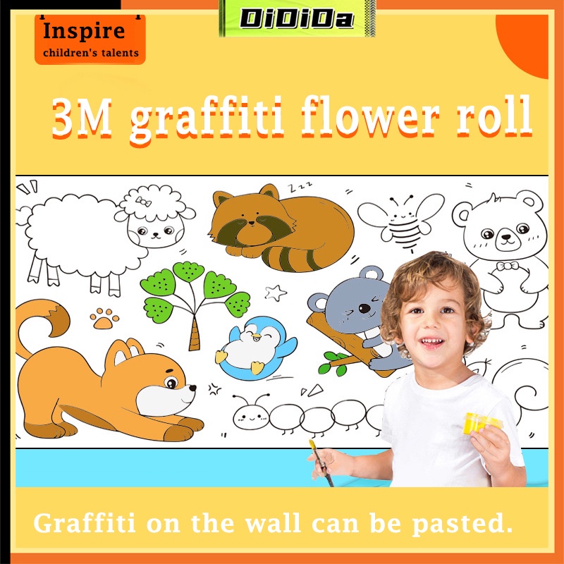 Children's Drawing Roll Coloring Paper Roll Portable DIY Graffiti ...