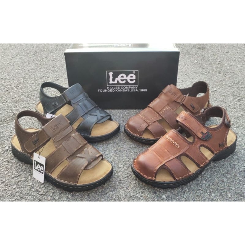Lee Original Upper Leather Men Comfort Sandals / Sandals Lelaki Lee ...