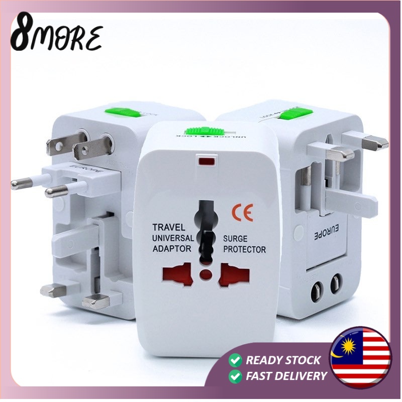 All In One International Universal Travel Adapter 2 USB Port Socket AU US UK EU Converter Plug ...