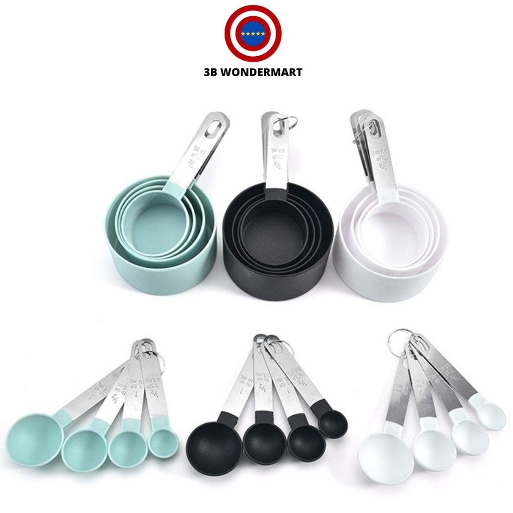 Stainless Steel PP 4 Pcs Measuring Cup Spoon Kitchen Baking Cooking ...
