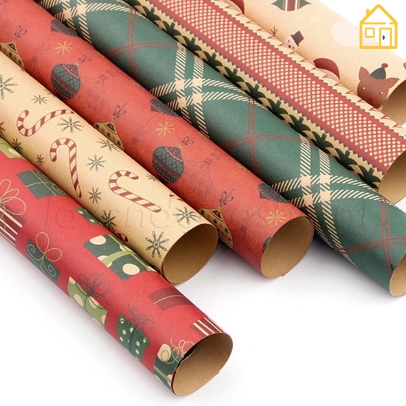 50*70cm Kraft Present Wrapping Paper Set / New Year Xmas Festival Party ...