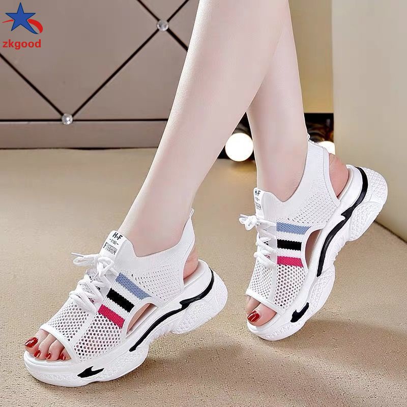 Summer Women's Open-toed Sneakers Front Lacing-up Open-toed Sneakers ...