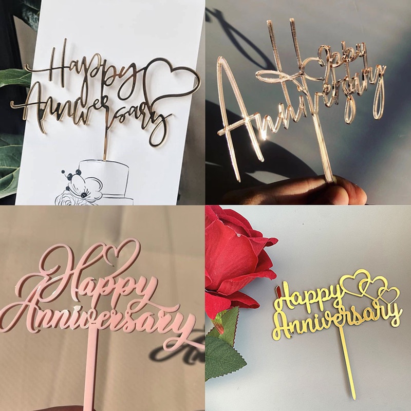 Happy Anniversary Acrylic Cake Topper Wedding Anniversary Cake