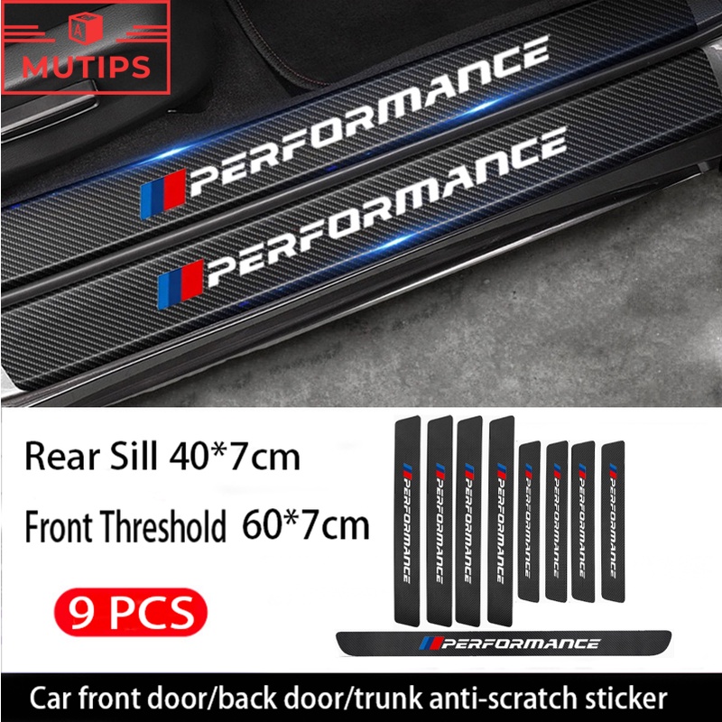 BMW Performance 9Pcs Car Door Stickers Carbon Fiber Sill Protection ...