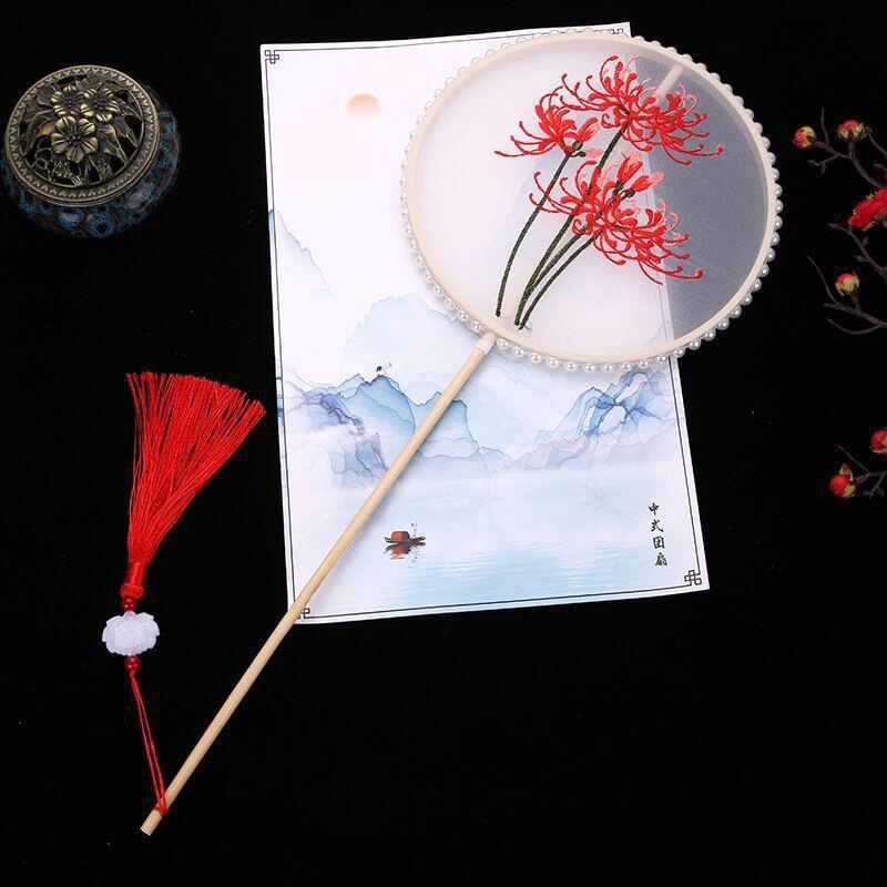 Gufeng Fan Classical Embroidery Fan Chinese Style Long Short Handle ...