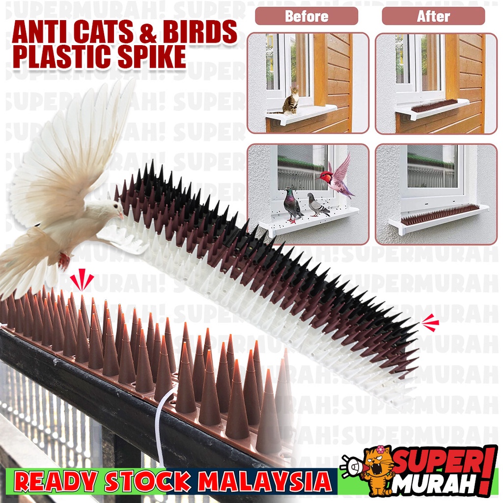 [Penghalang Burung Tajam] Plastic Spike Anti Cat Birds Animal Repellent ...