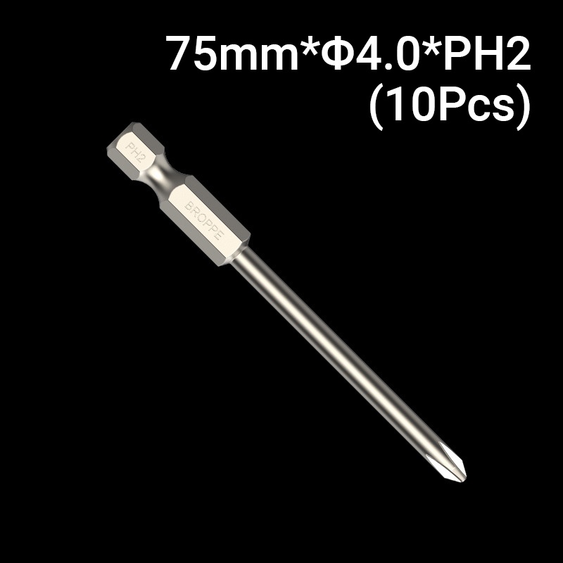 10Pcs Phillips Cross Head Screwdriver Bit 75/100mm Length PH00/PH0/PH1/PH2, Magnetic S2 Steel 1/ ...