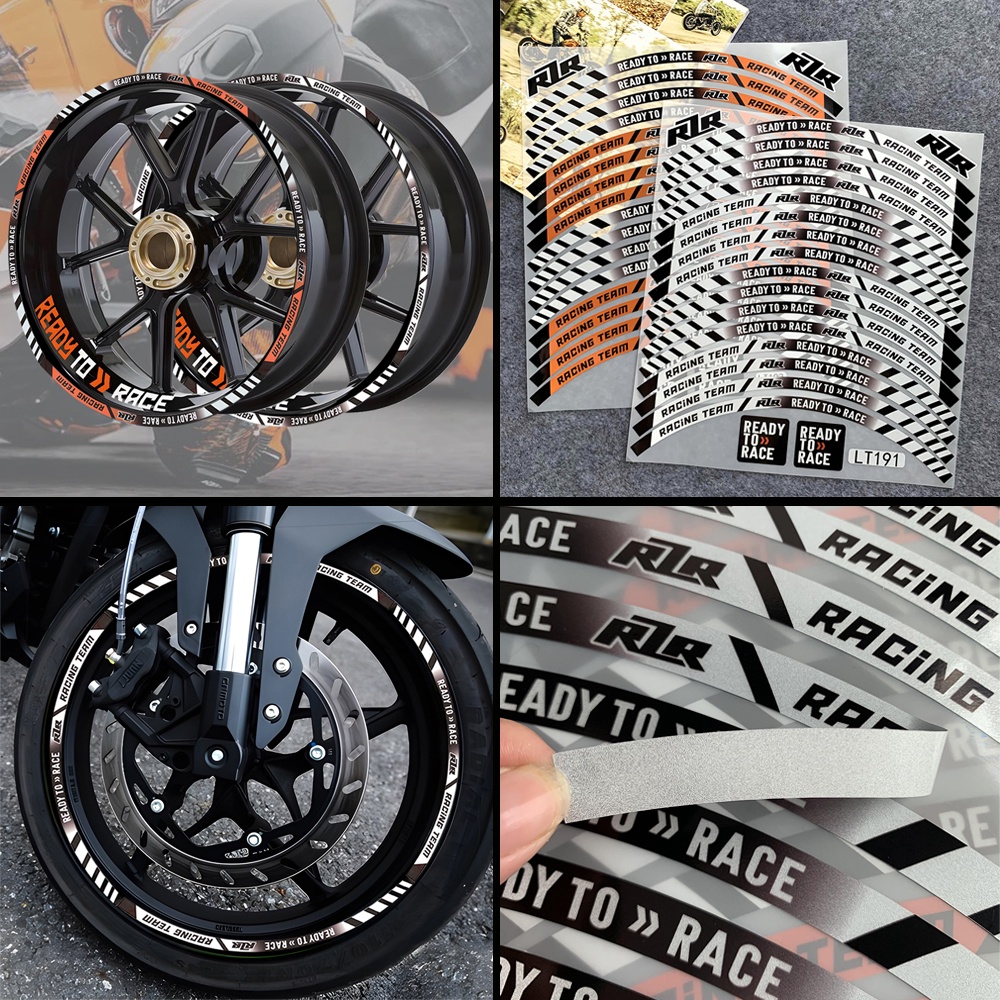 Reflective KTMR2R Motorcycle Wheel Sticker Rim Hub Stripe Decal Ready ...