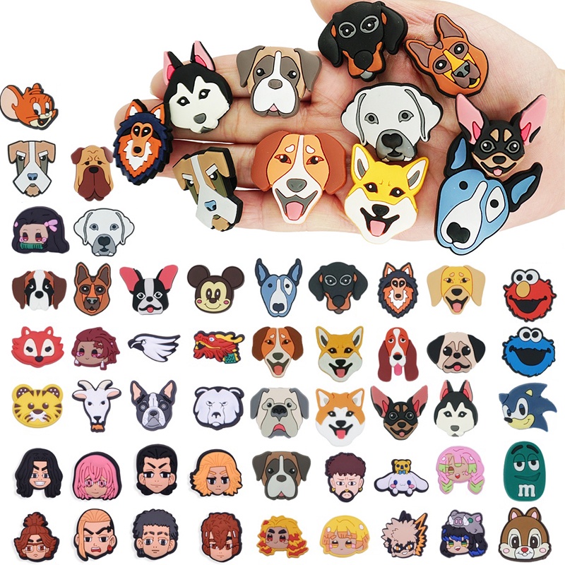 Croc Jibbit Cartoon Dog Big Head Sticker DIY Anime Character Pattern ...