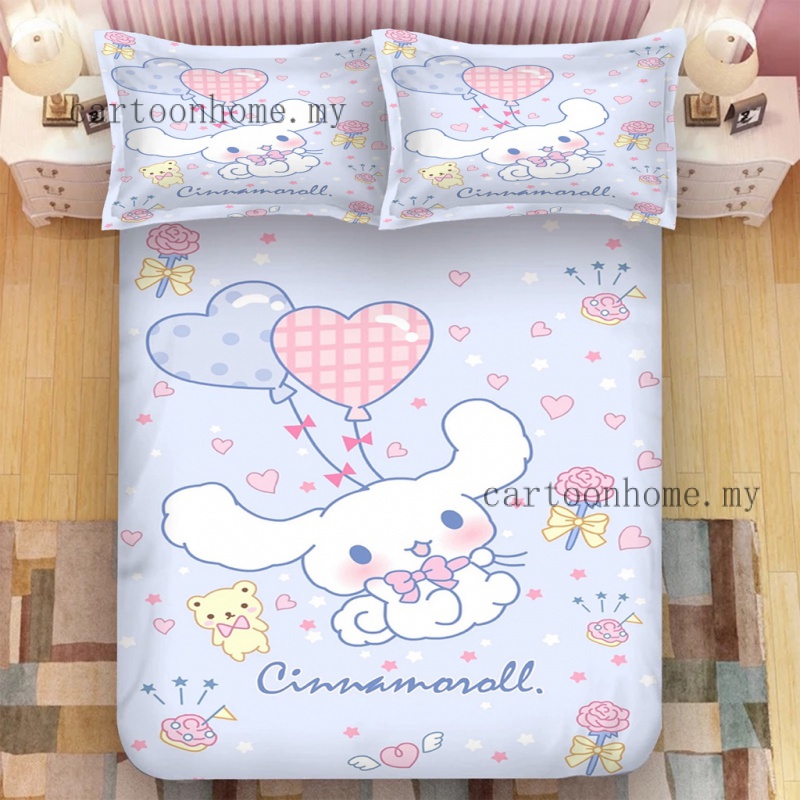 Cinnamoroll Fitted Bedsheet pillowcase Bed set 3D printed Single/Super ...