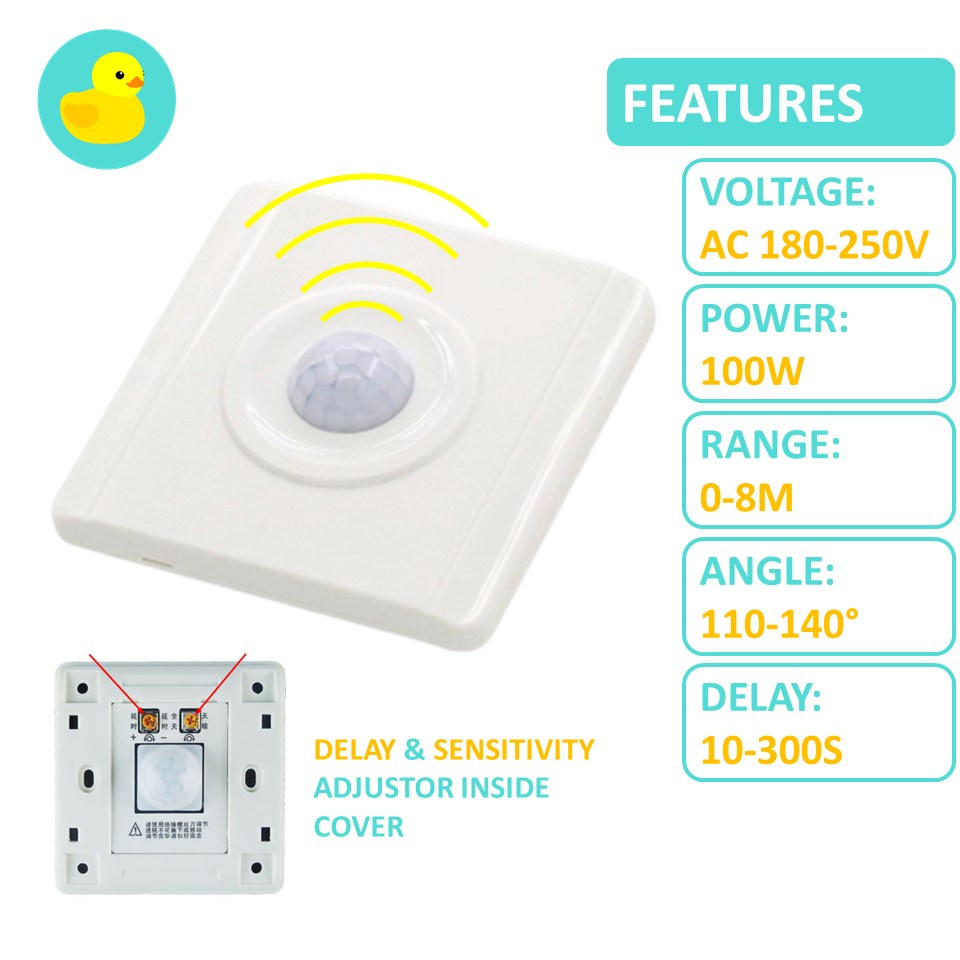 AC PIR Radar Infrared Human Motion Detection 100W Sensor Switch ...