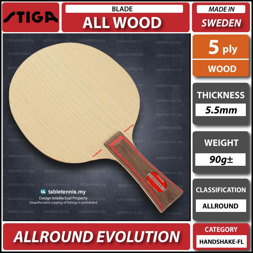 Stiga Blade Allround Evolution FL All Wood Table Tennis Blade Paddle ...