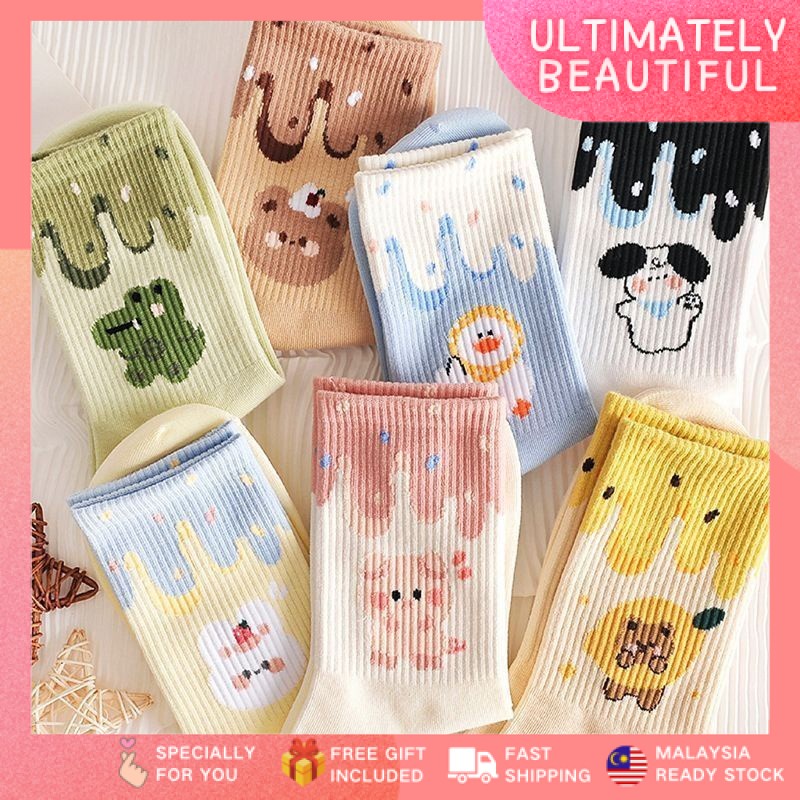 [Ready Stock] Ultimately Beautiful 1 Pair Cute Animal Sock Crew Socks ...