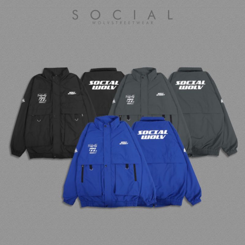 Wolv Jacket Men Social - Windbreaker Jacket - Parachute Jacket - Men's ...