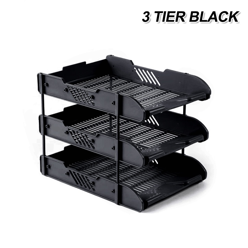 10Q Plastic Document Tray 2 Tier and 3 Tier Stackable Multi-level Space ...