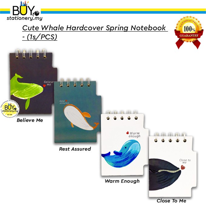 【BuyStationery.my】Cute Whale Hardcover Spring Notebook / Notepad 80 ...