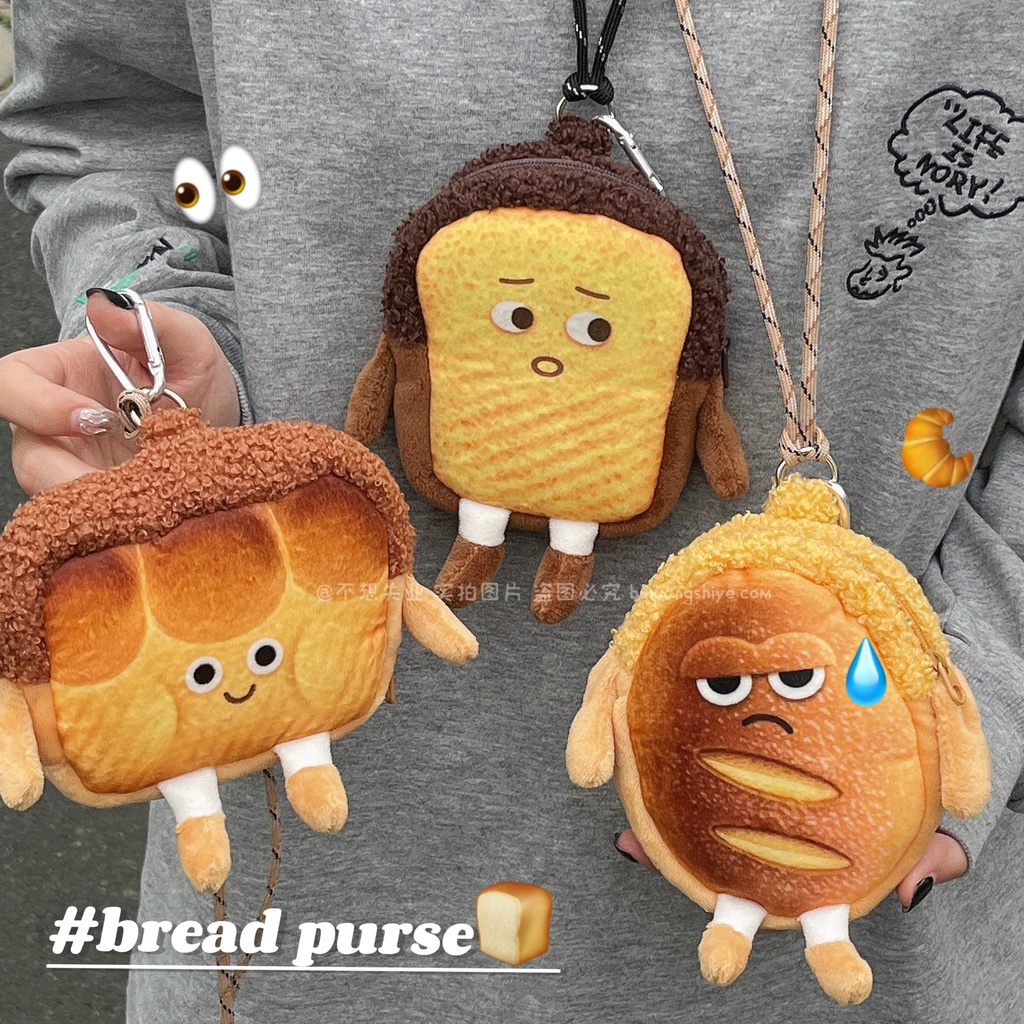Bread Coin Purse Cute Plush Halter Bag Japanese Cartoon Storage Bag ...