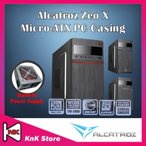 ALCATROZ ZEO X M-ATX PC CASING - BLUE / RED / SILVER with Buil-In Power ...