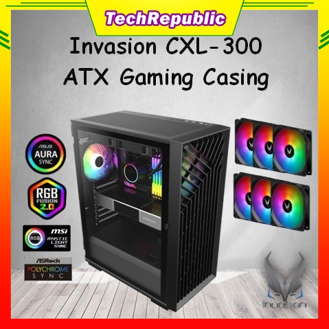 INVASION CXL-300 ATX CASING / CASE / CHASSIS BLACK WITH 6 ARGB FAN ...