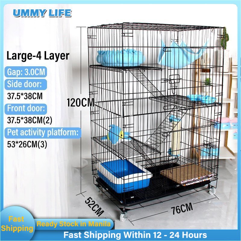 Cat Cage Easy Assemble Kitten Hamster Cage Pet 2/3/4 Large Layer ...