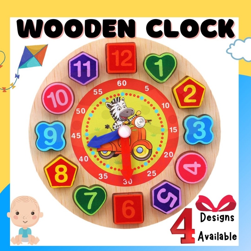 (3Y+) Kids Wooden Clock Beads with Numbers Toy -Learn Time in Fun Way ...