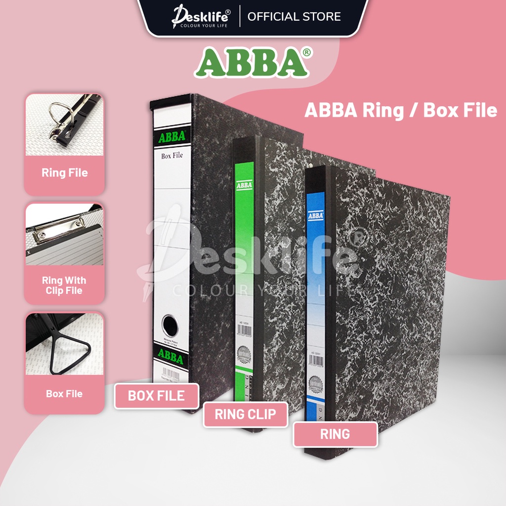 Desklife ABBA Ring / Box / Clip File - (PCS) Stationery Stationary ...