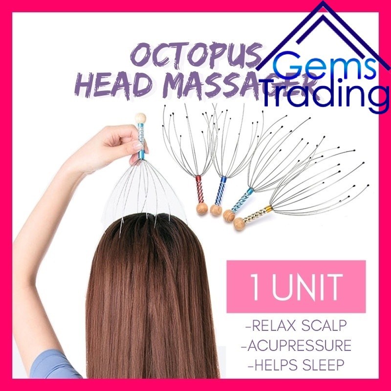 (1 PC) Octopus Head Massager Tool Scalp Scratch Stress Relieve Headache ...