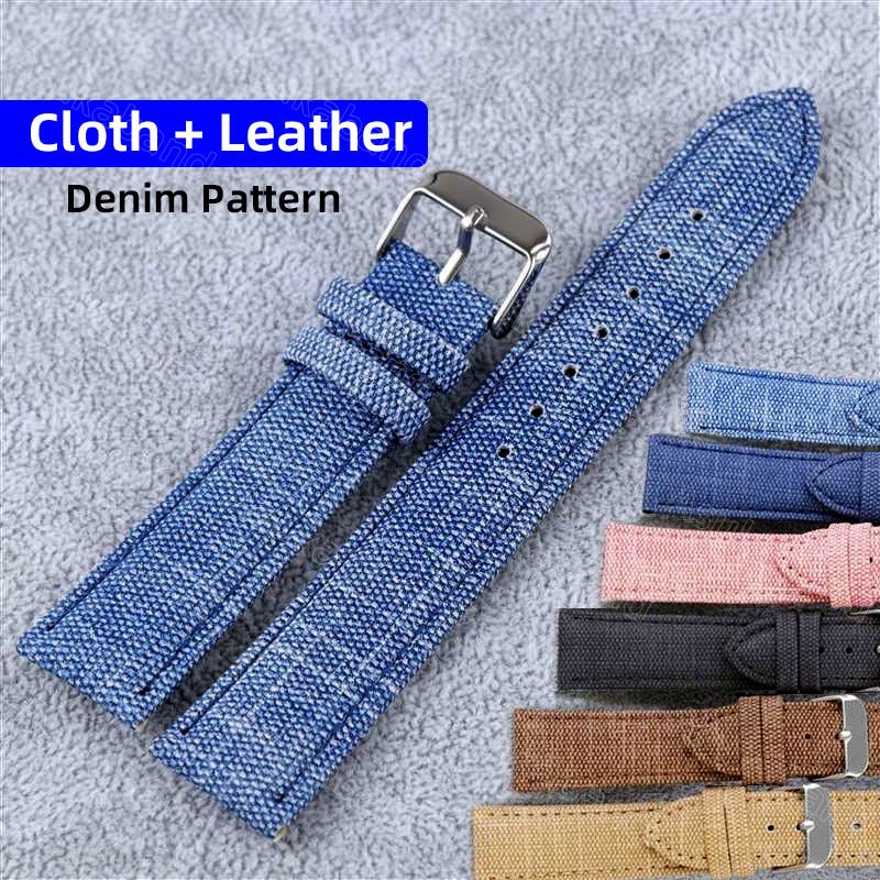Vintage Retro Denim Nylon Watch Strap Canvas Band 10mm 12mm 14mm 16mm ...
