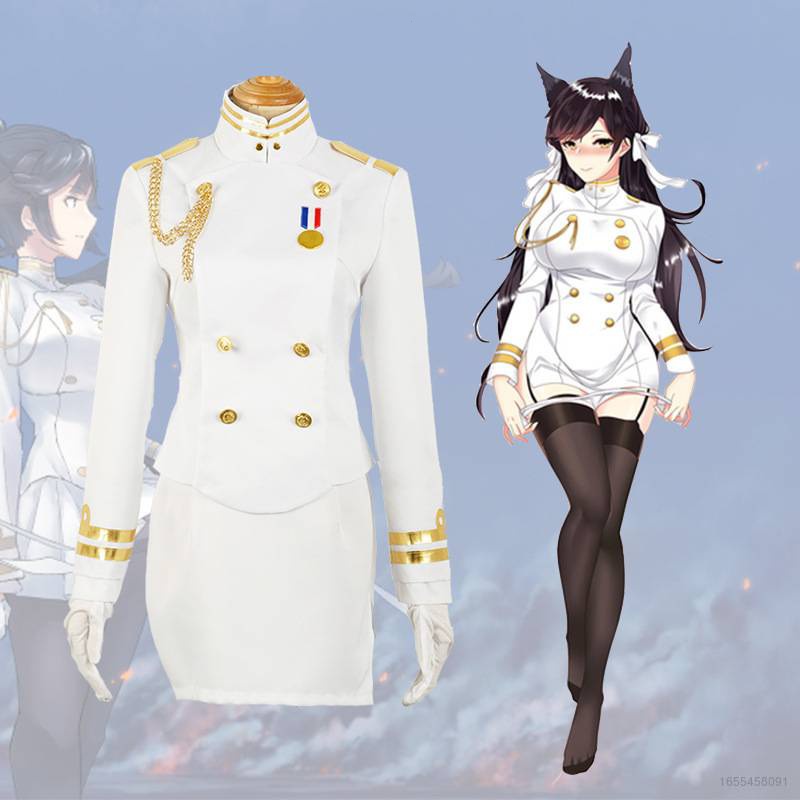 Azur Lane Atago Takao Cosplay Long Sleeve Top Skirt Anime Costume Set ...
