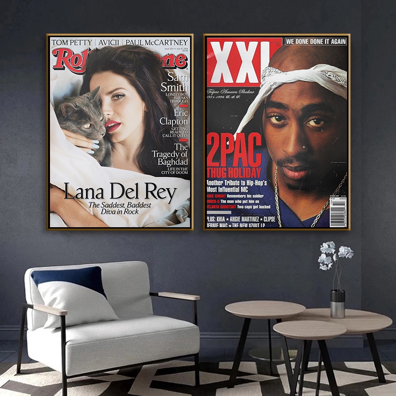 Vintage Rapper Nordic prints Wall art Lana Del Rey 2Pac Hiphop Singer ...