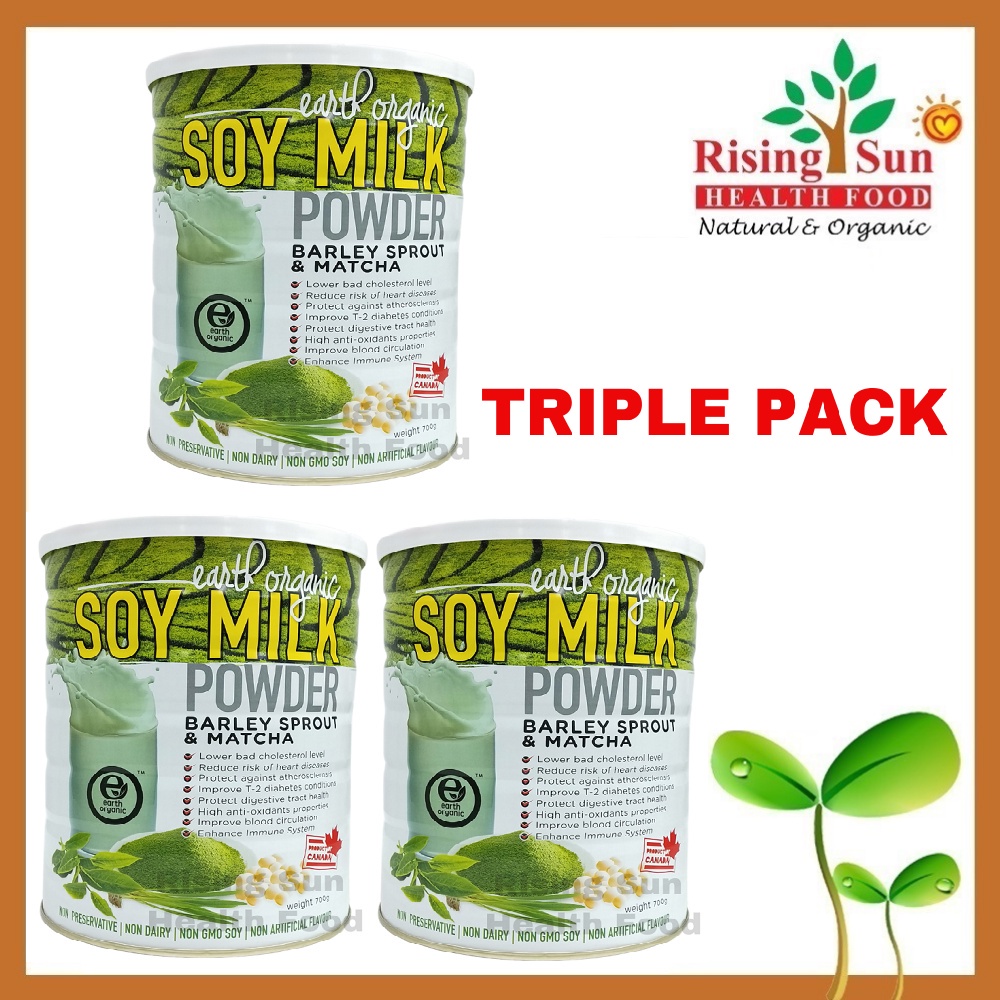 Earth Organic Barley Sprout & Matcha Soy Milk Powder 700G x 3 - TRIPLE ...
