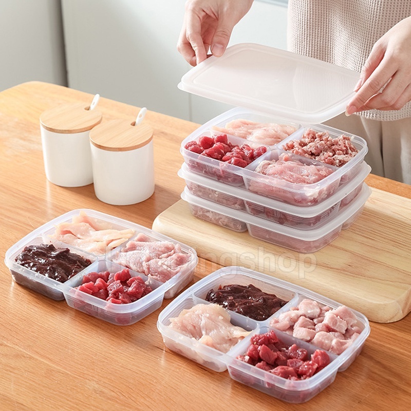 4 Grids Freezer Storage Box Kitchen Rectangle Refrigerator Fridge ...