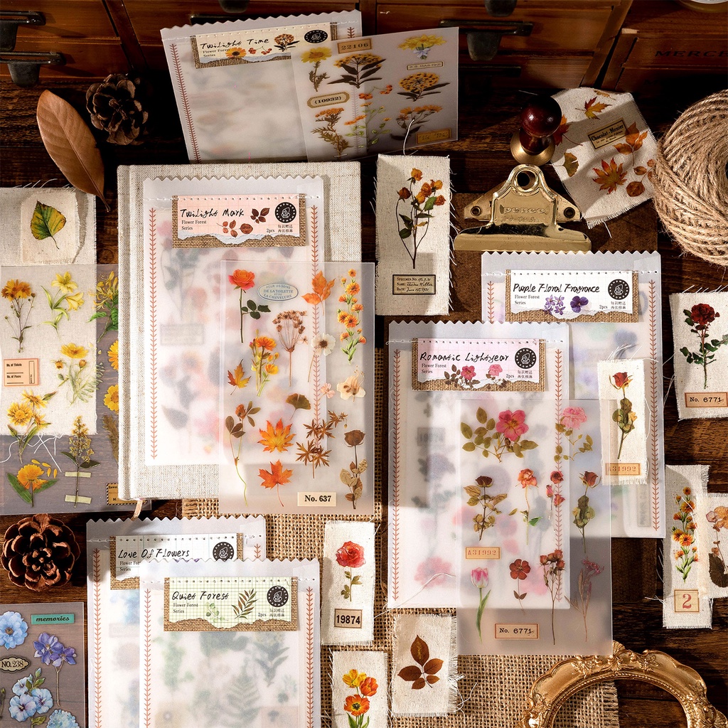 ENWEI 4 Pcs [Flower Forest Series] Aesthetics Journal Stickers Transfer ...