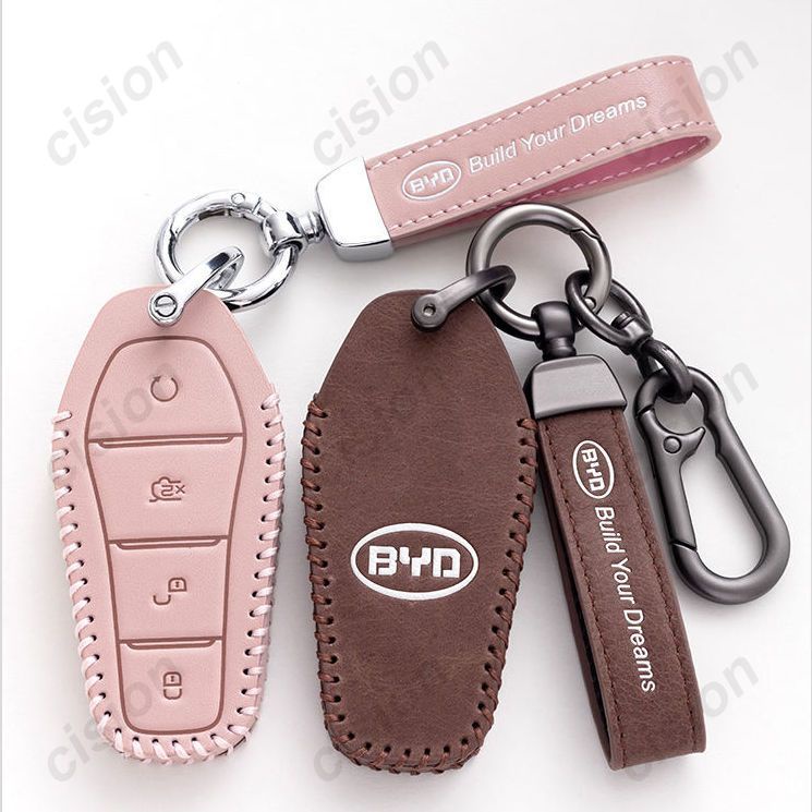 Genuine Leather Smart Car Key Case Cover For BYD Qin Plusdmi Song Plus Atto 3 Han EV Seal ...