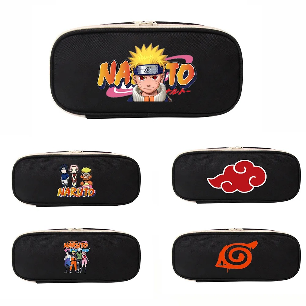 Naruto Black Red Pencil Case Uzumaki Naruto Cartoon Student Stationery ...