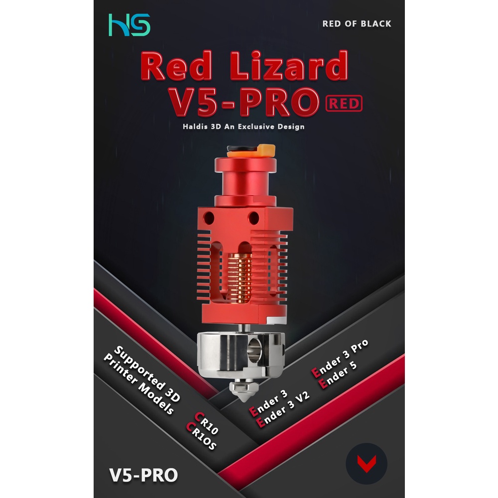 Haldis 3D Red Lizard V5-PRO High Flow All-Metal Hotend Compatible for ...
