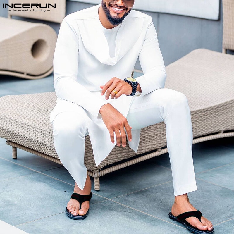 [Perfectly] INCERUN Mens Vintage Muslim Clothing Suit Long Sleeve ...