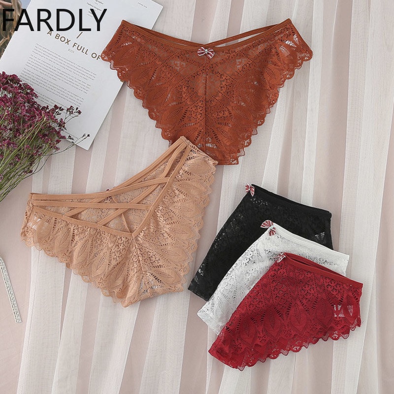 Fardly Sexy Underwear Lace Panties For Women Lingerie Cross Hollow Out