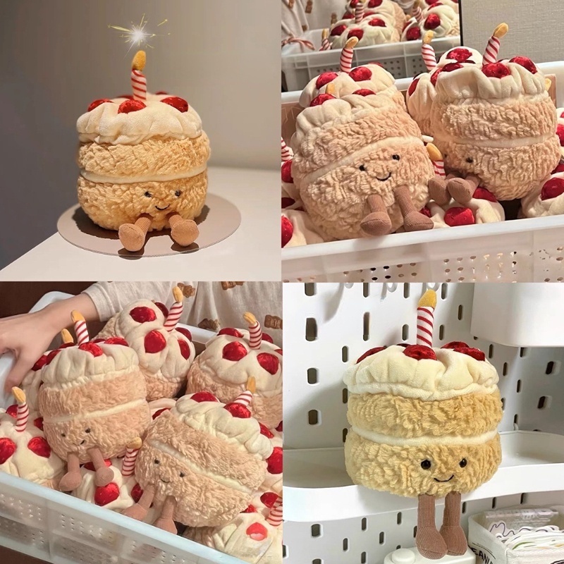 20cm Birthday Cake Shape Plush Doll Kid Birthday Gift Plush Toy Cat ...