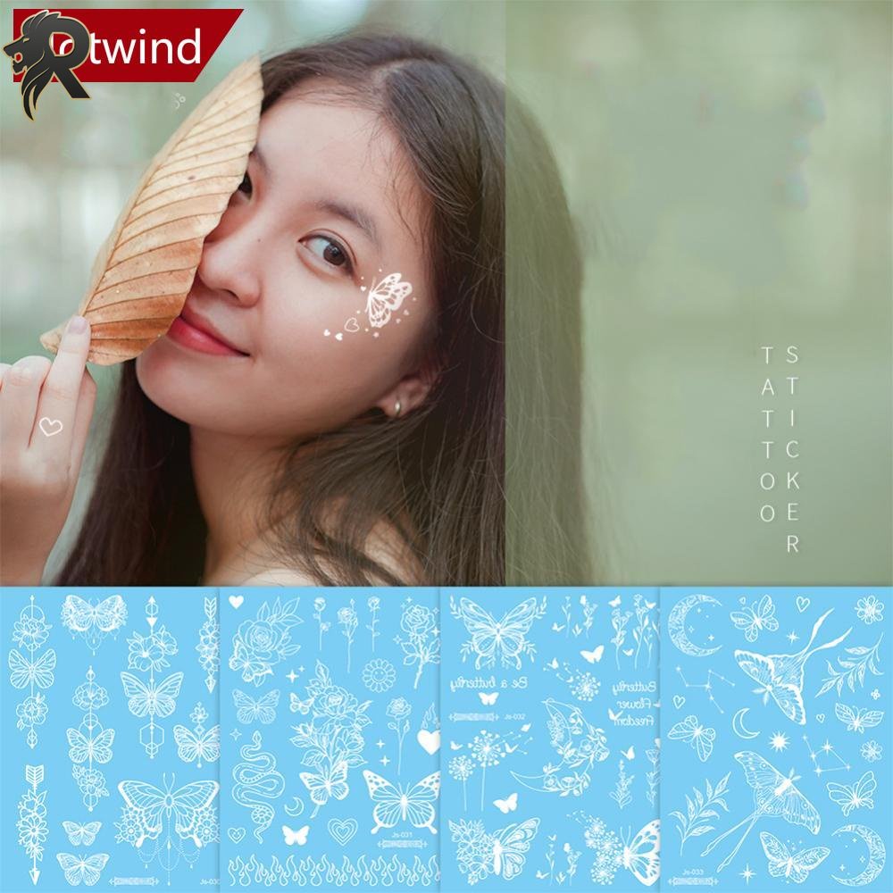 RL HOTWIND Small Fresh White Butterfly Tattoo Stickers Waterproof Long ...