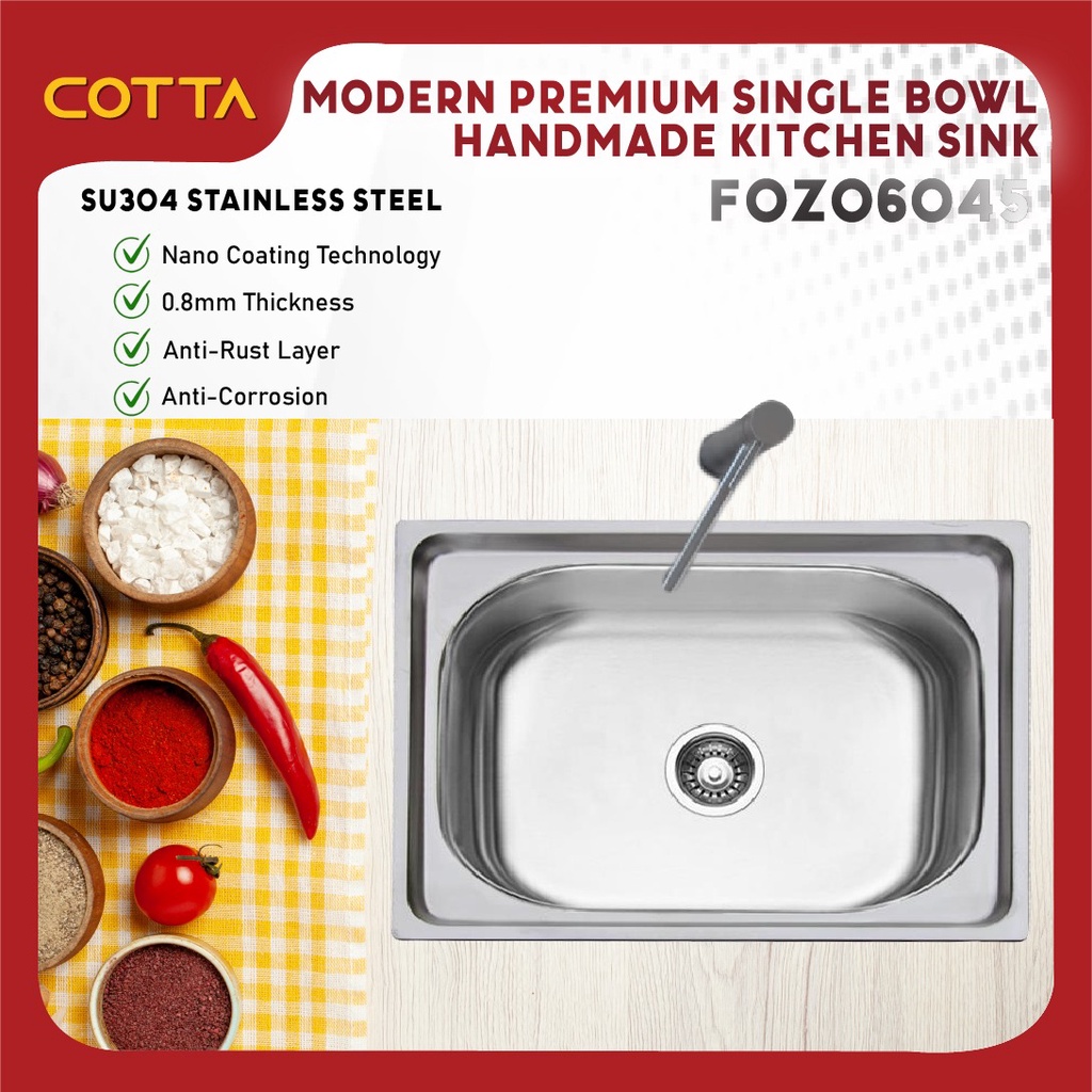 COTTA Fozo 6045 Stainless Steel Sink Top Mount Sink Stainless Steel ...