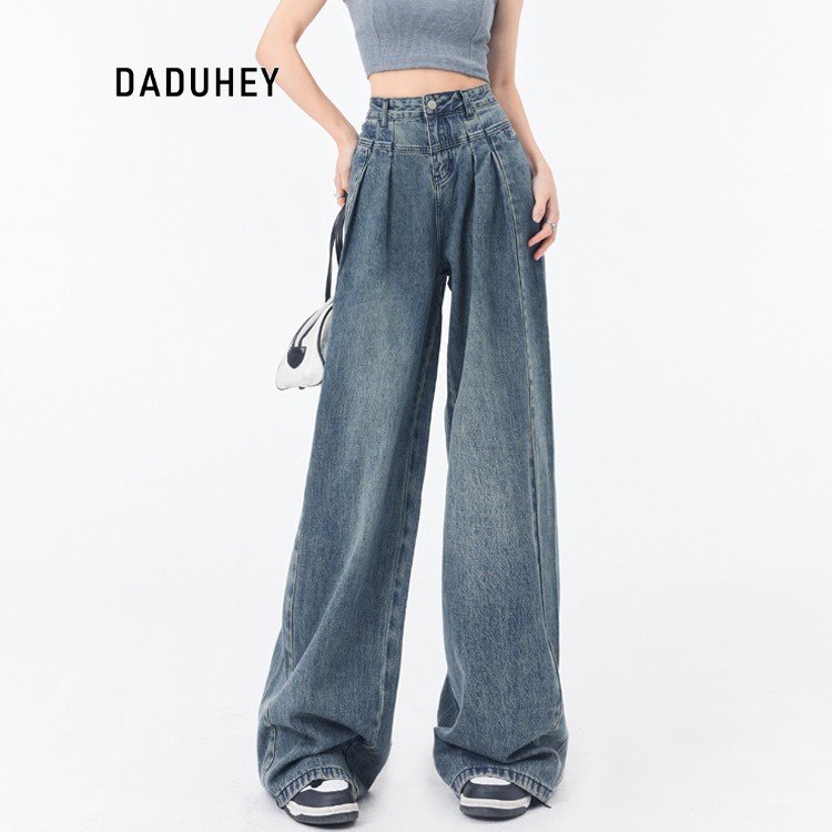 Daduhey Women's Retro Summer New High Waist Slimming Wide-Leg Loose ...