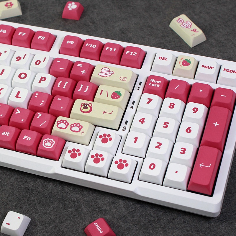 Pink Strawberry Keycap XDA Profile Cute Keycap Set PBT DYE SUB ...