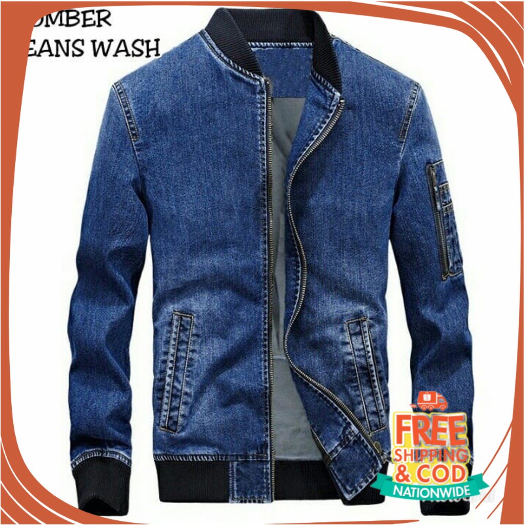 Plain Simple DENIM JEANS Jacket/Plain JEANS BOMBER Jacket/Latest Men's ...